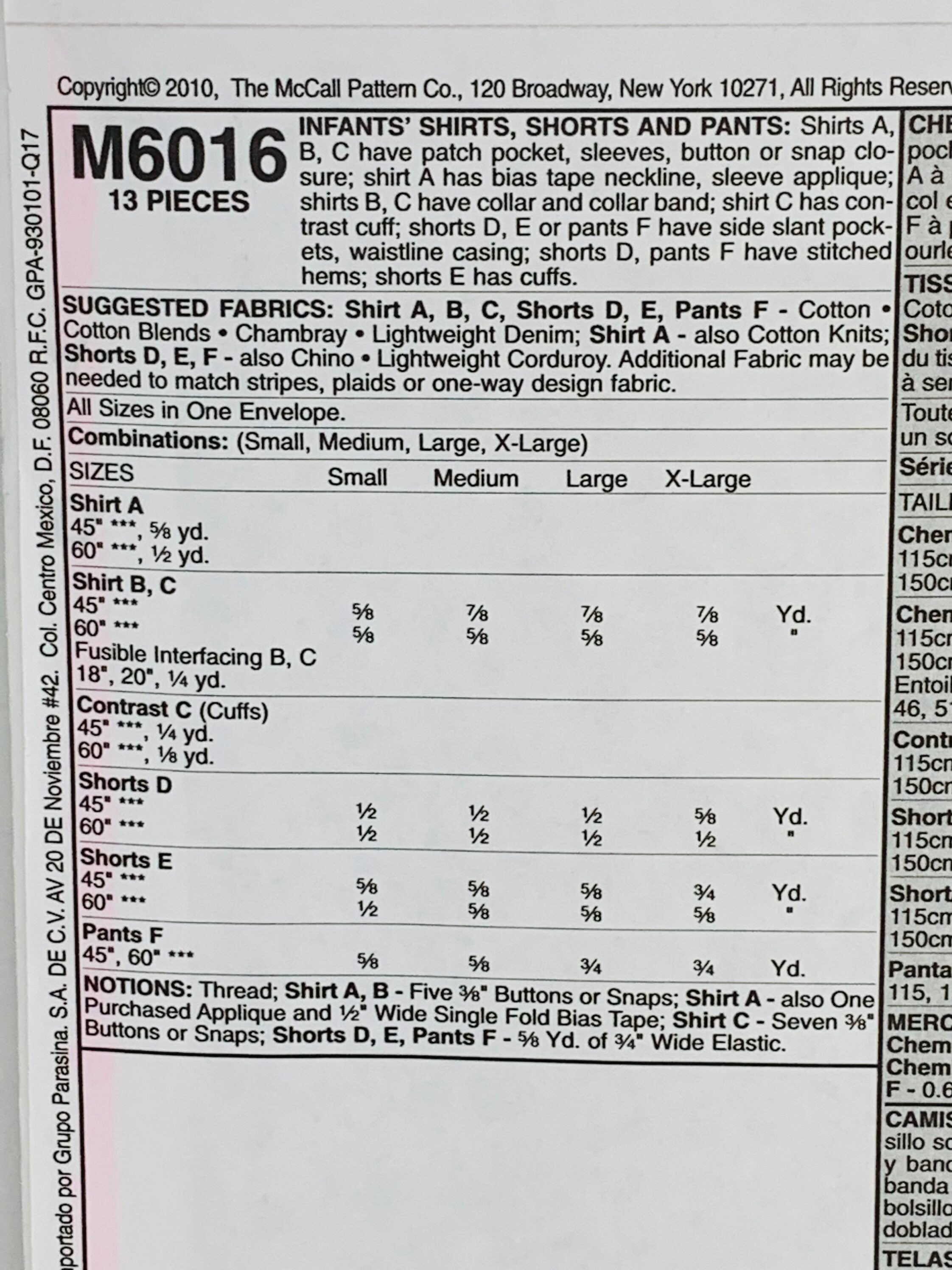 Easy to Sew Mccalls 6016 Boys Shirts Shorts and Pants Sewing - Etsy