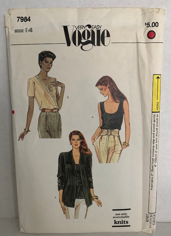 Vintage Vogue 7984 Sewing Pattern Misses Knit Tops and | Etsy