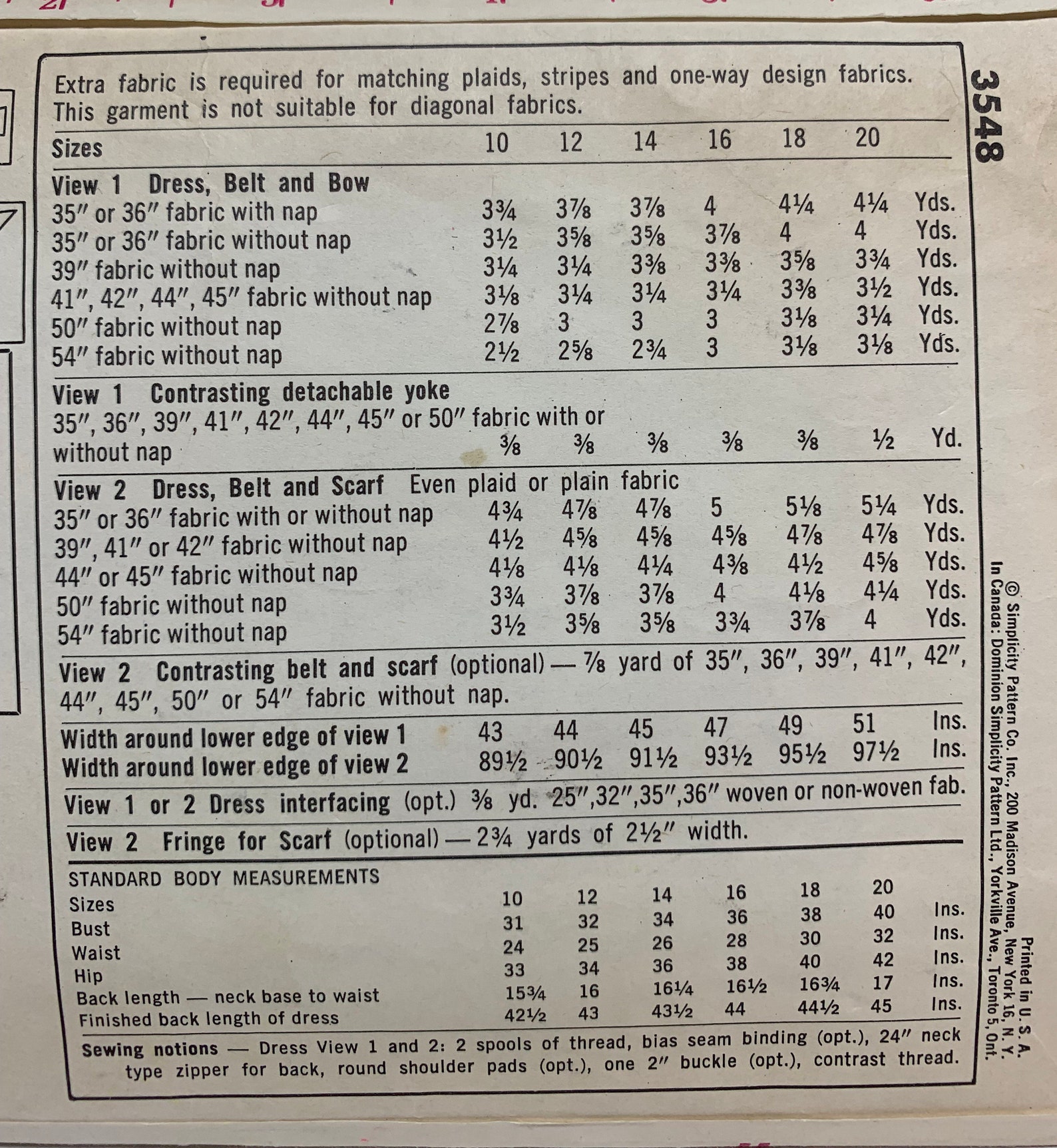 Vintage 1960s Simplicity 3548 Sewing Pattern Misses Womens | Etsy