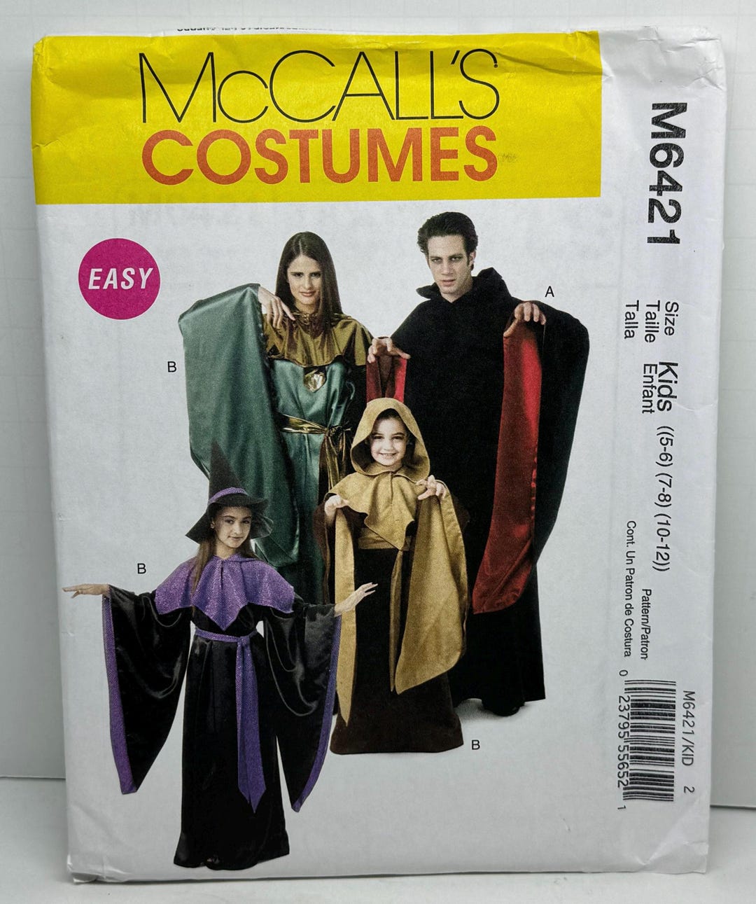 Mccall’s 4621 MP446 Children’s Cape Costume Sewing Pattern Witch ...