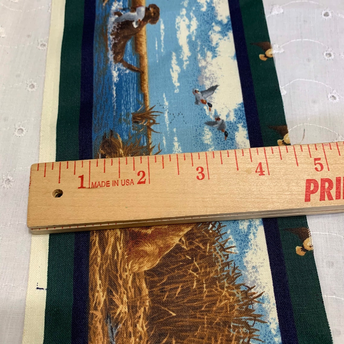 4.5” Quilt Border Fabric Cotton Vintage Dogs Duck Hunting Retrieving ...