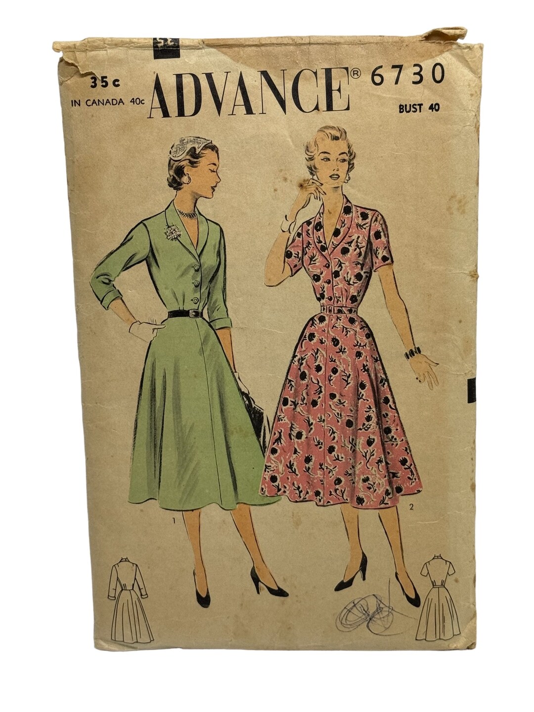 Vintage 1950s Advance 6730 Misses Rockabilly Dress Sewing Pattern ...