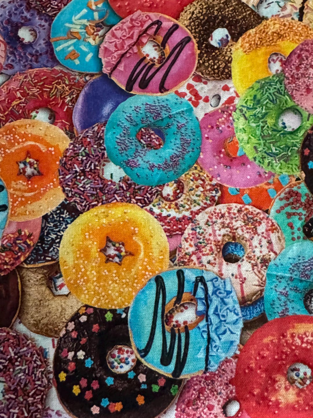 Donut Party Cotton Fabric Food Fabric 100% Cotton ATXD Bright and Vivid ...