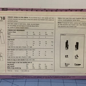 Vintage 70s Simplicity 8718 Toddlers Boys Girls Overalls With ...