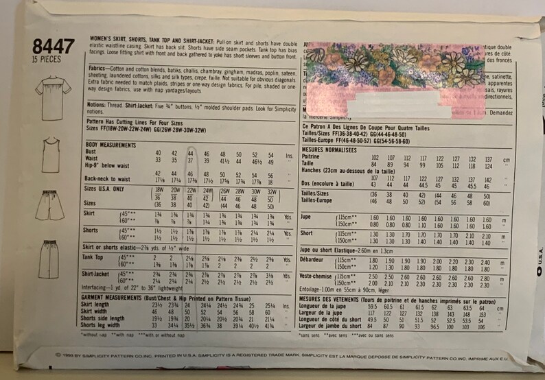 Simplicity 8447 Sewing Pattern Womens Misses Tank Top Shorts | Etsy