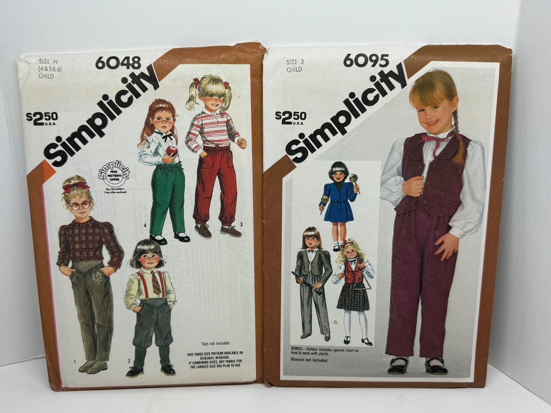 Simplicity 6048 or 6095 Girl’s Pull-on Pants Knickers Skirt Jacket ...