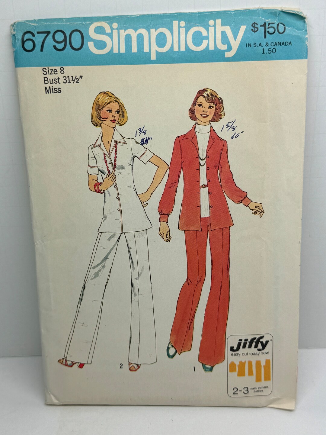 Simplicity 6790 Misses Shirt Jacket and Pants Pantsuit Sewing Pattern ...
