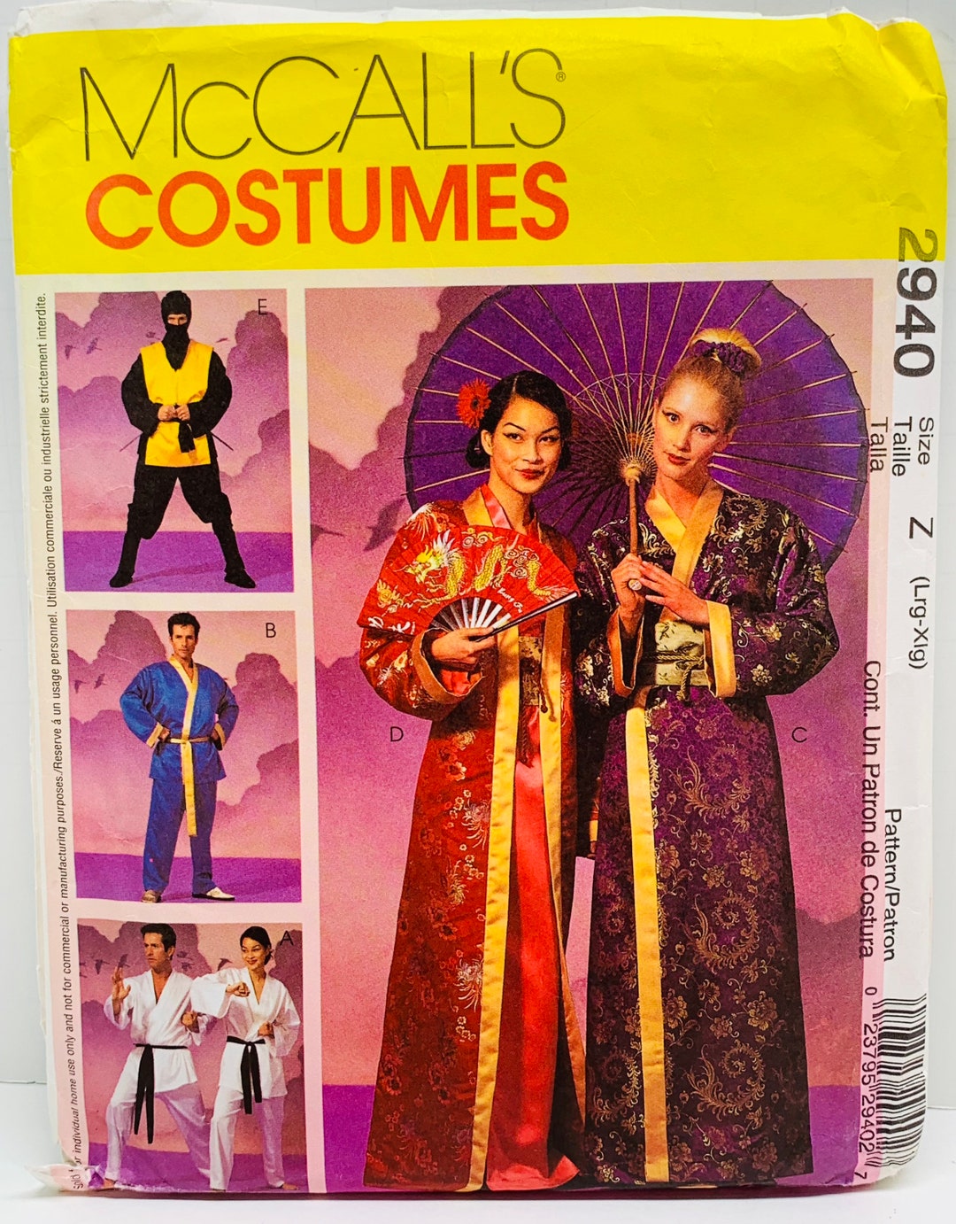 Adult Halloween Costumes Mccall’s 2940 Sewing Pattern Asian Geisha ...