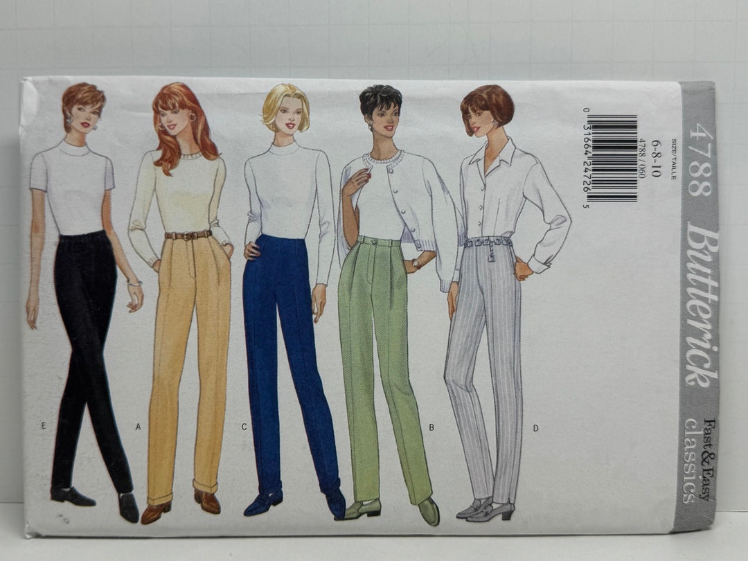 Misses Pants Slacks Trousers Sewing Pattern Classic Pleated or Flat ...