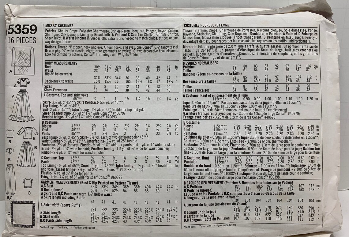 Simplicity 5359 Misses Womens Medieval Renaissance Gypsy Genie - Etsy