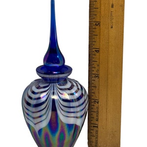Vintage Cobalt Blue Crystal Glass Perfume Bottle With White Swirls ...