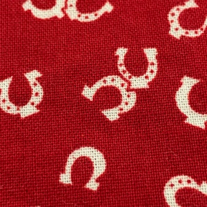 Vintage Horseshoe Cotton Fabric Pieces Red With White Horseshoes You ...