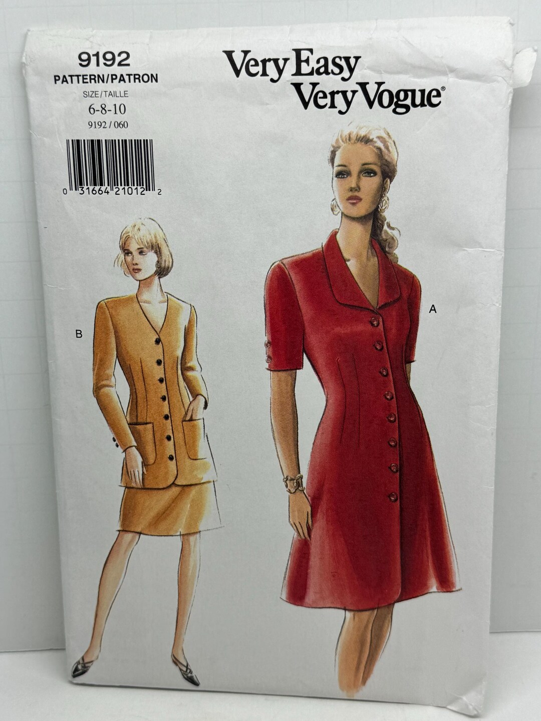 Very Easy Vogue 9192 Misses Dress Top and Skirt Suit Sewing Pattern ...