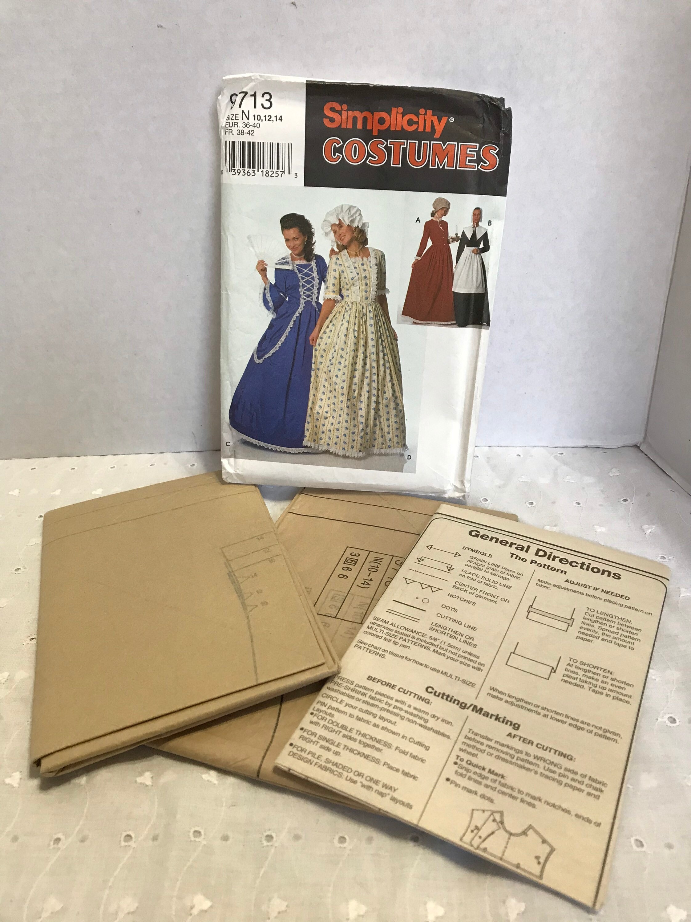 Simplicity 9713 Costume Sewing Pattern Halloween Size N 10 12 - Etsy