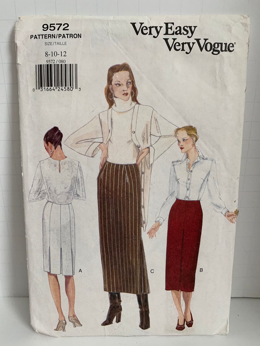 Vintage Vogue 9572 Tapered Straight Skirt in 3 Lengths Sewing Pattern ...