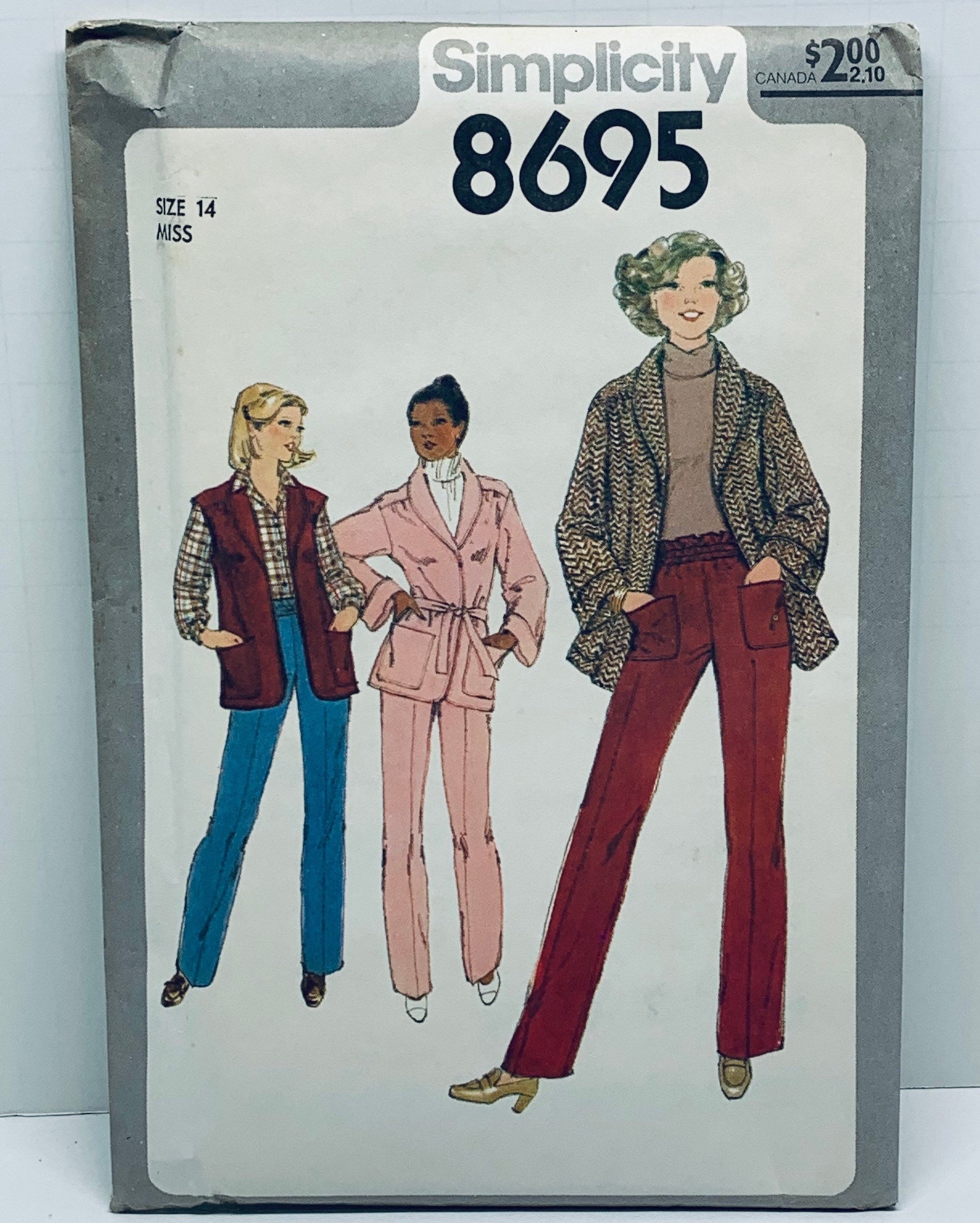 Vintage 1970s Simplicity 8695 Misses Pants, Vest or Jacket and Tie Belt ...