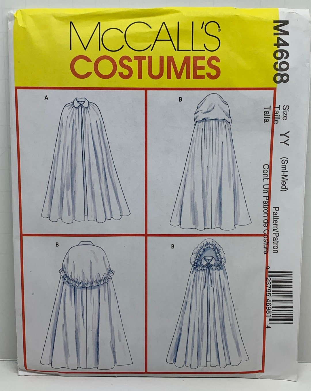 Mccall’s 4698 Misses Historical Cape Robe Costume Sewing Pattern With ...