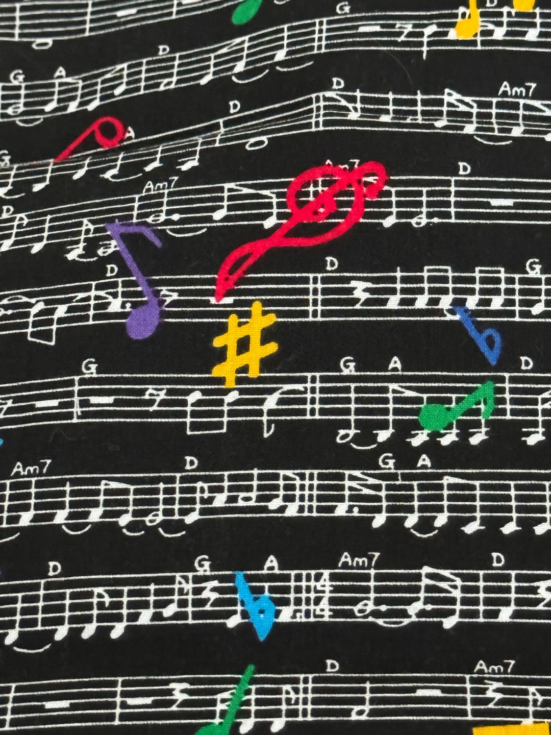 Colorful Sheet Music Cotton Fabric Musical Notes Fabric Traditions 5522 ...