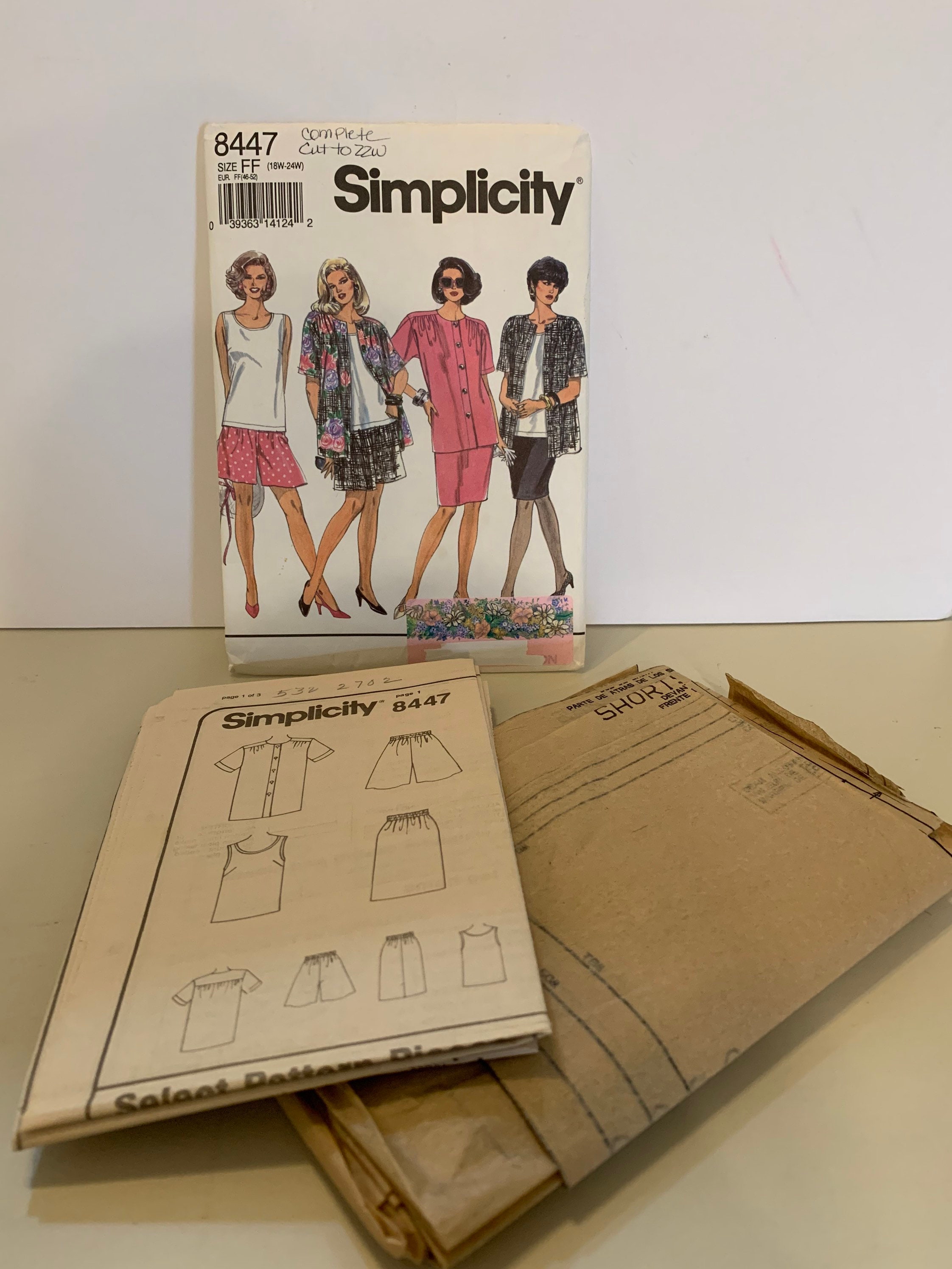 Simplicity 8447 Sewing Pattern Womens Misses Tank Top Shorts | Etsy