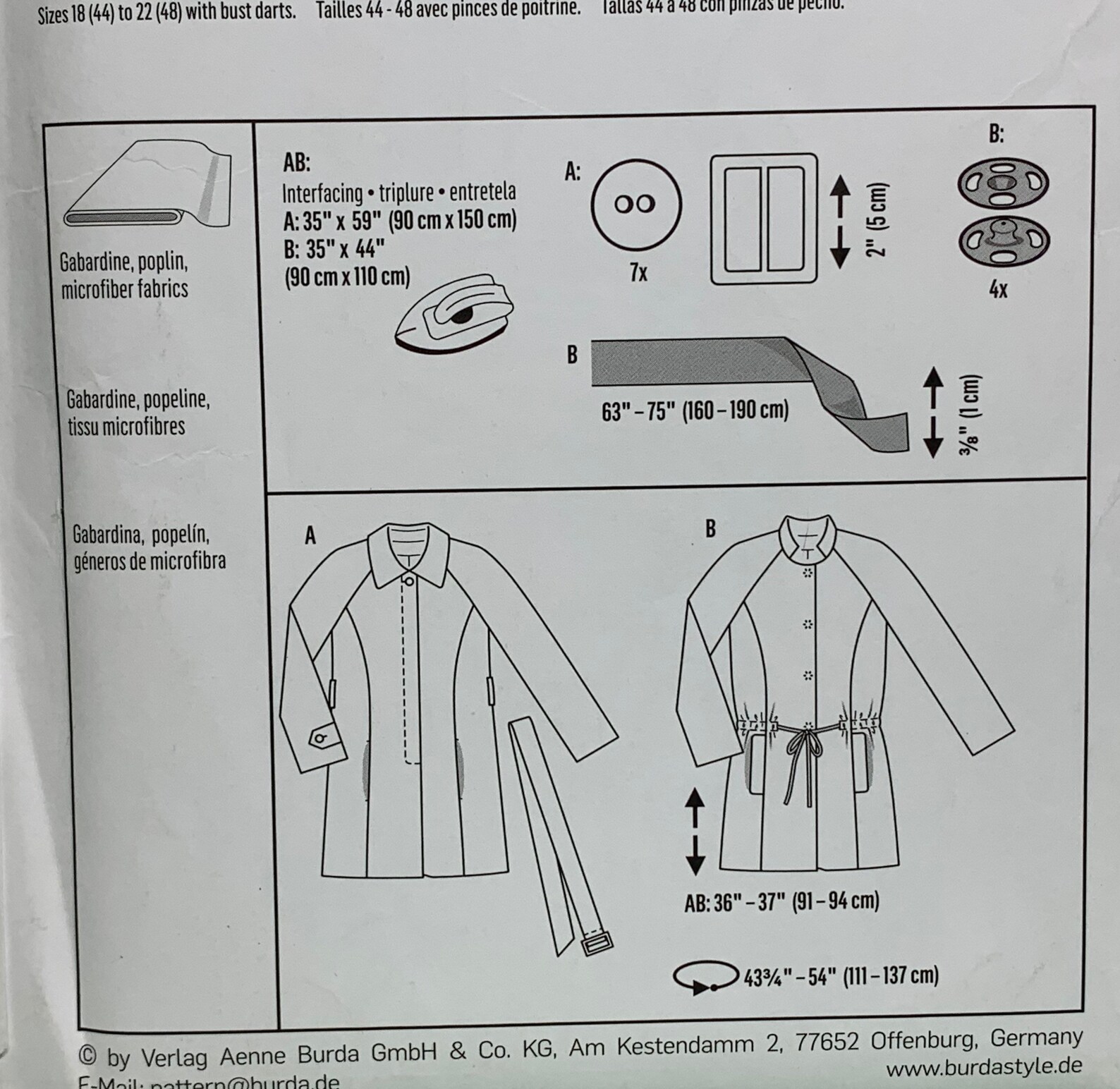 Burda Style 7360 Coat Jacket Sewing Pattern Belted Trench Coat | Etsy