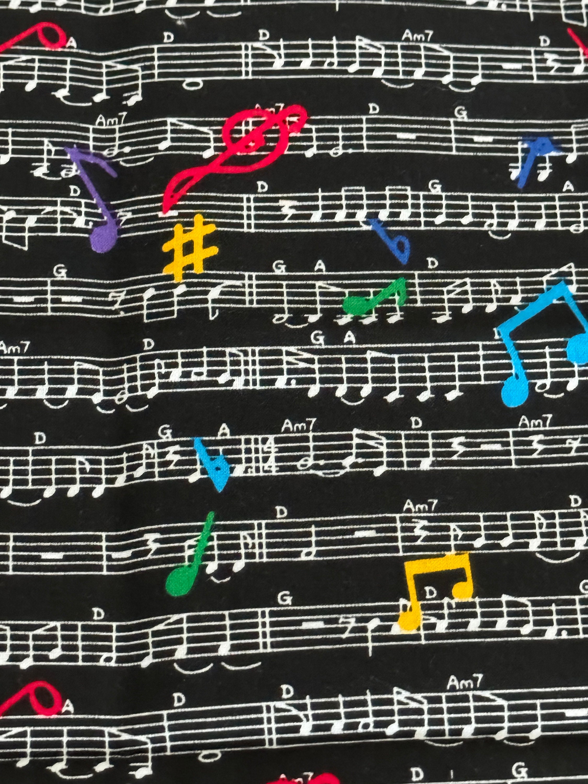 Colorful Sheet Music Cotton Fabric Musical Notes Fabric Traditions 5522 ...