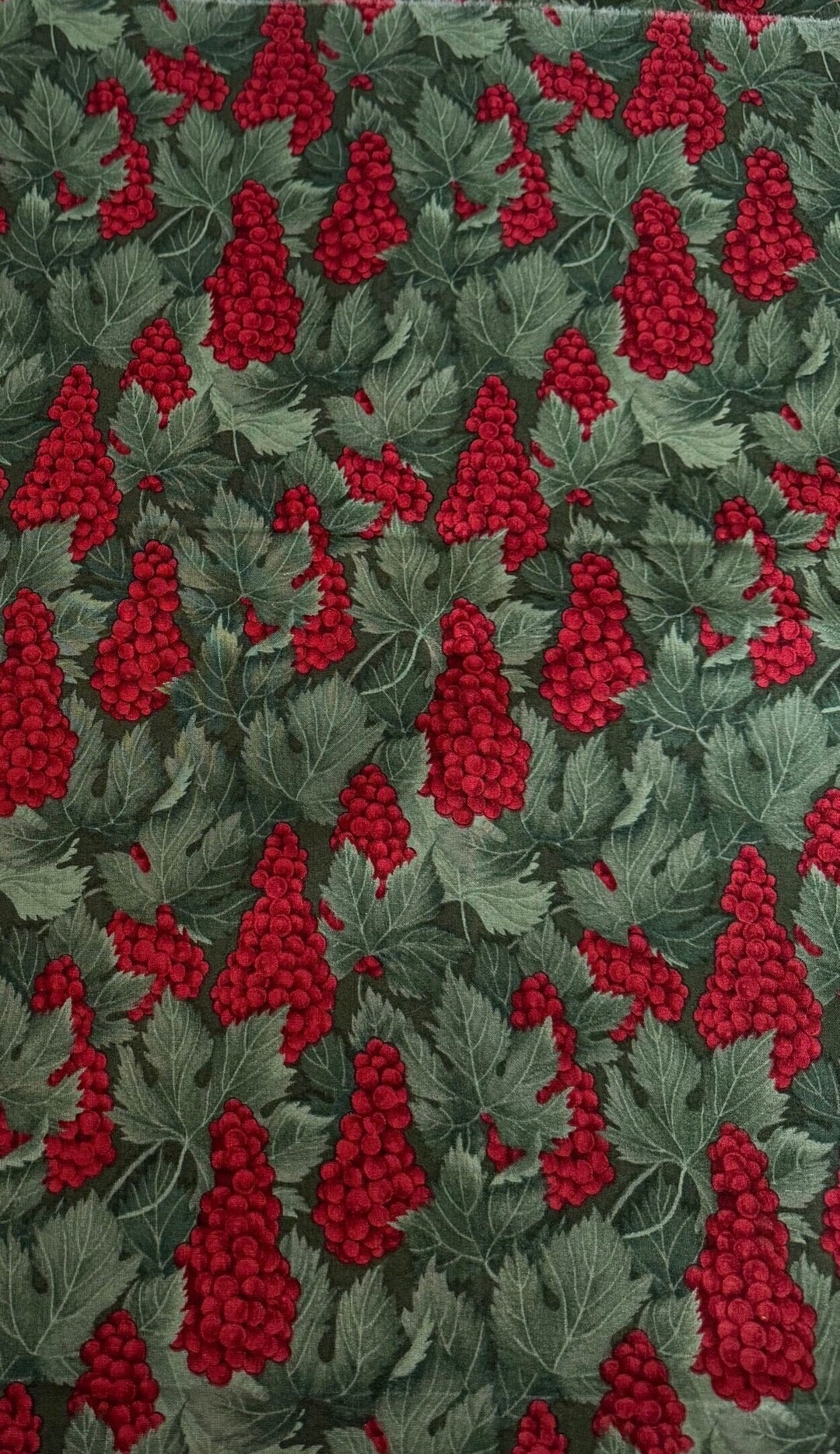 Ivy Leaves and Red Berries Sewing Fabric Cotton Springs Indistries ...