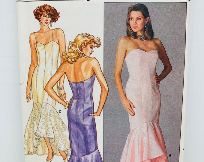 80s Mermaid Gown Sewing Pattern Butterick 3727 Bombshell Wiggle Dress ...