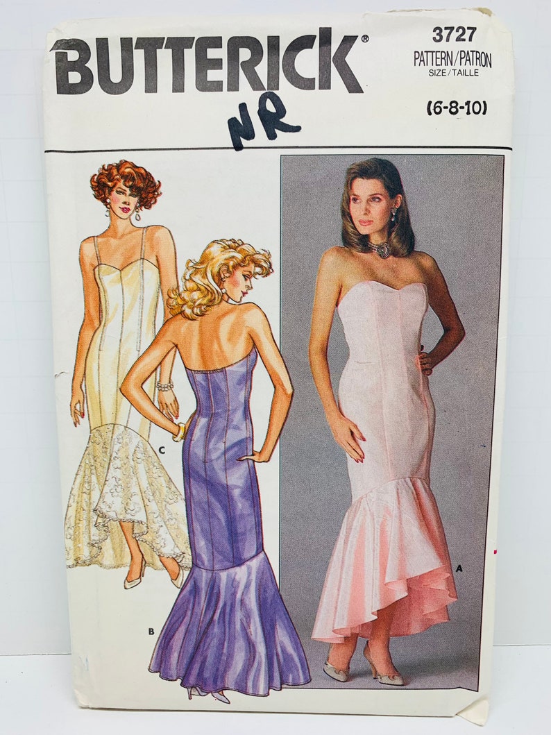 80s Mermaid Gown Sewing Pattern Butterick 3727 Bombshell - Etsy