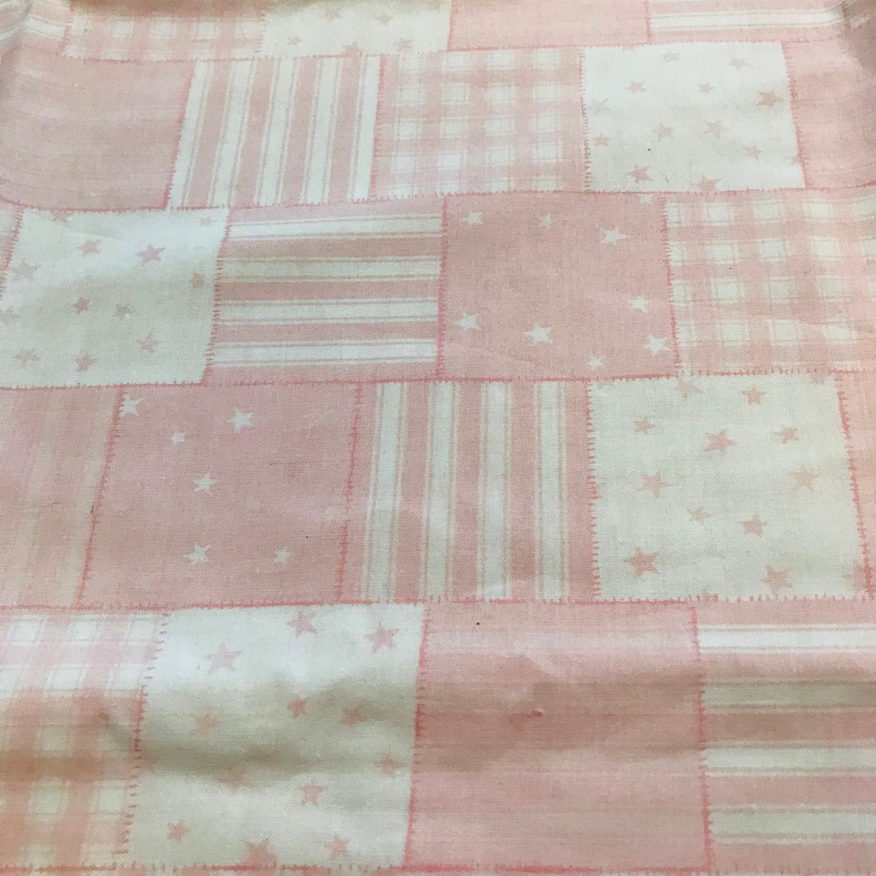 Materials Vintage Pink Cotton Fabric Patchwork Design Sold by the Yard ...