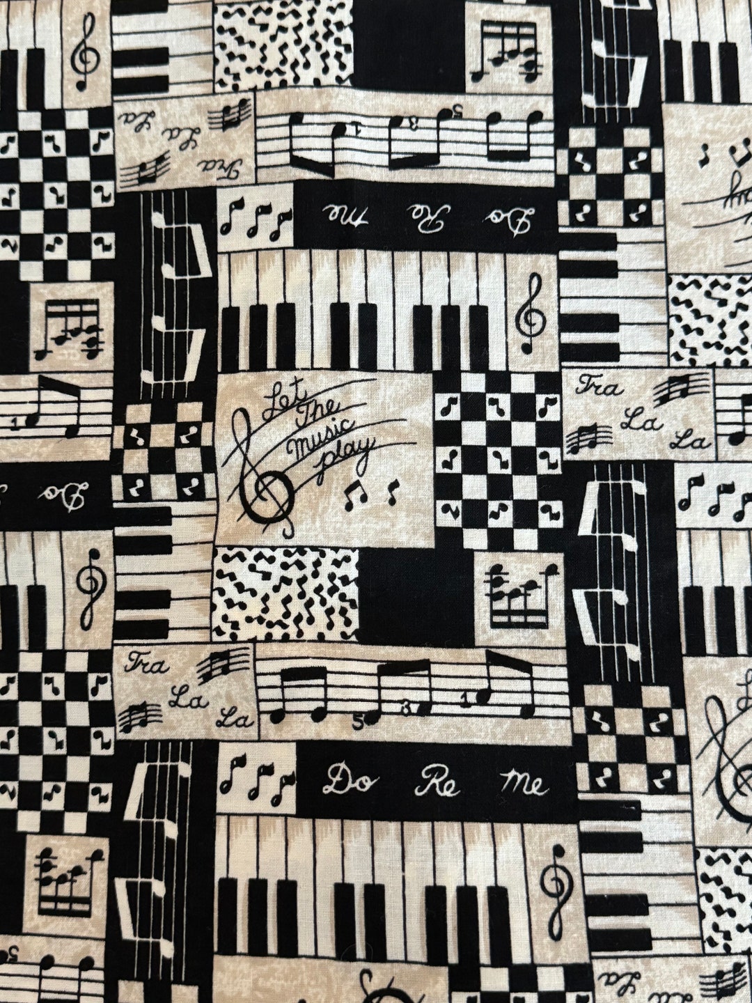 Piano Keys Musical Notes Clefs Sheet Music Cotton Fabric Music Lover ...