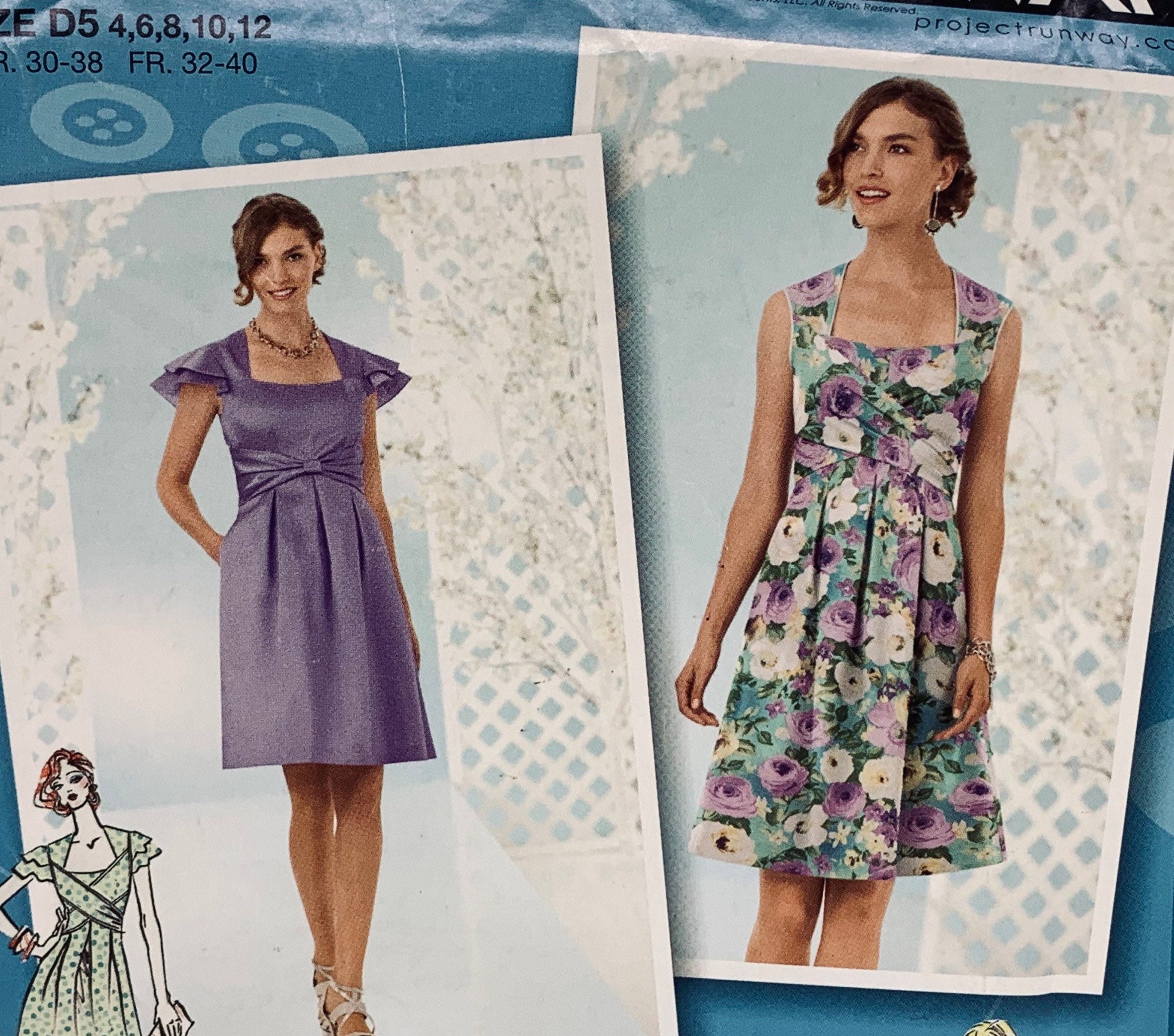 Simplicity 0454 2248 Misses Dress Sewing Pattern Fitted Bodice Pleated ...