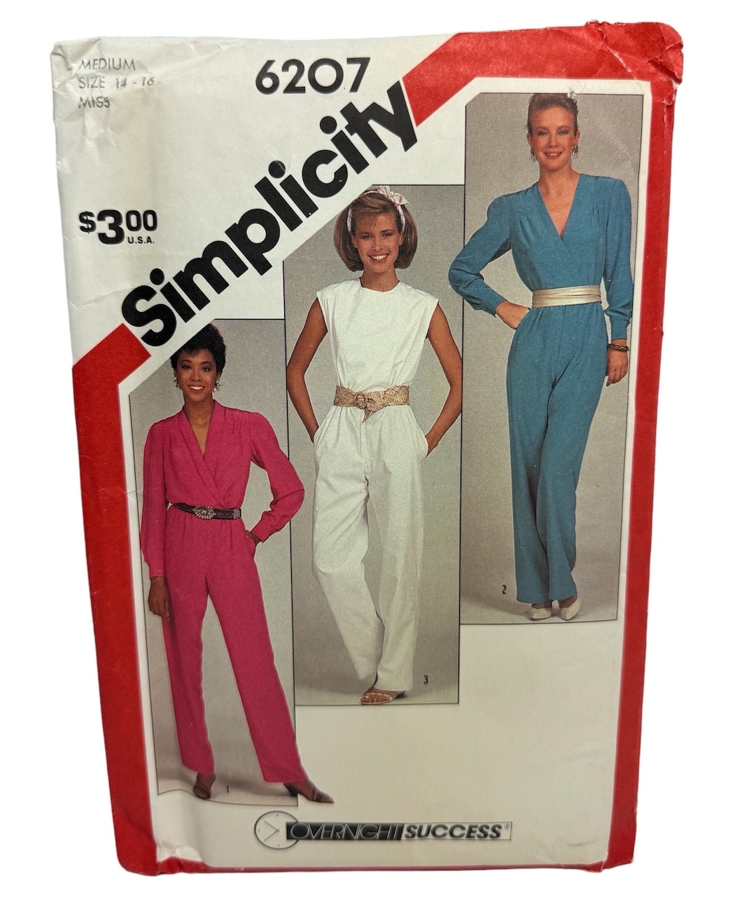 Vintage Simplicity 6207 Misses Jumpsuit With Neckline Variations Sewing ...