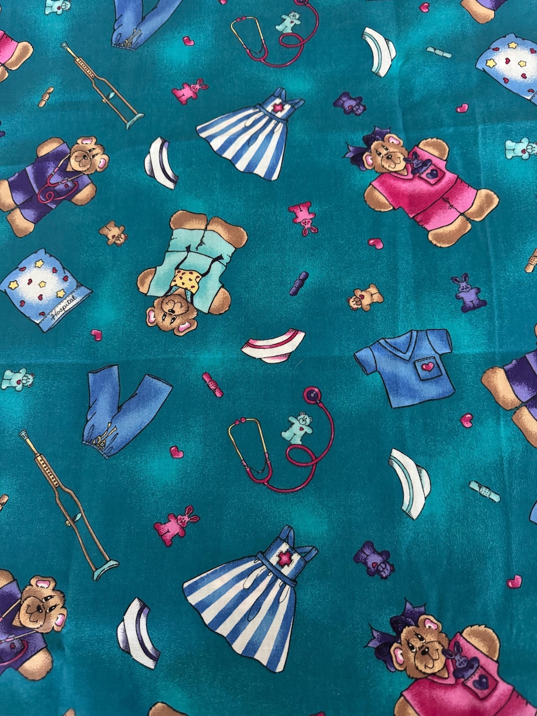 Scrub Bears Cotton Fabric Jelly Bean Junction Laurie Campbell Novelty ...