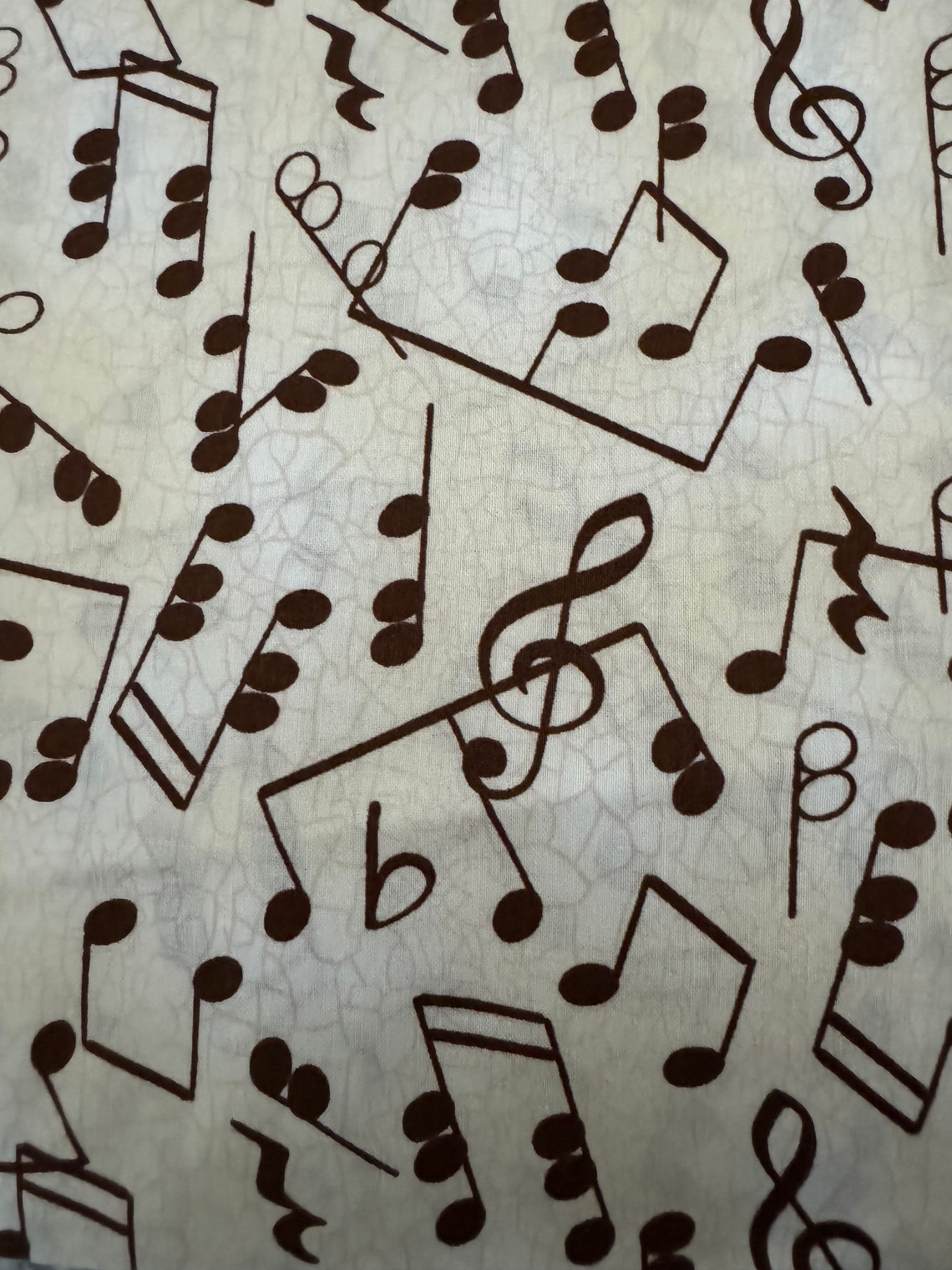 Musical Notes and Clefs Cotton Fabric Music Lover Brown on Beige Black ...