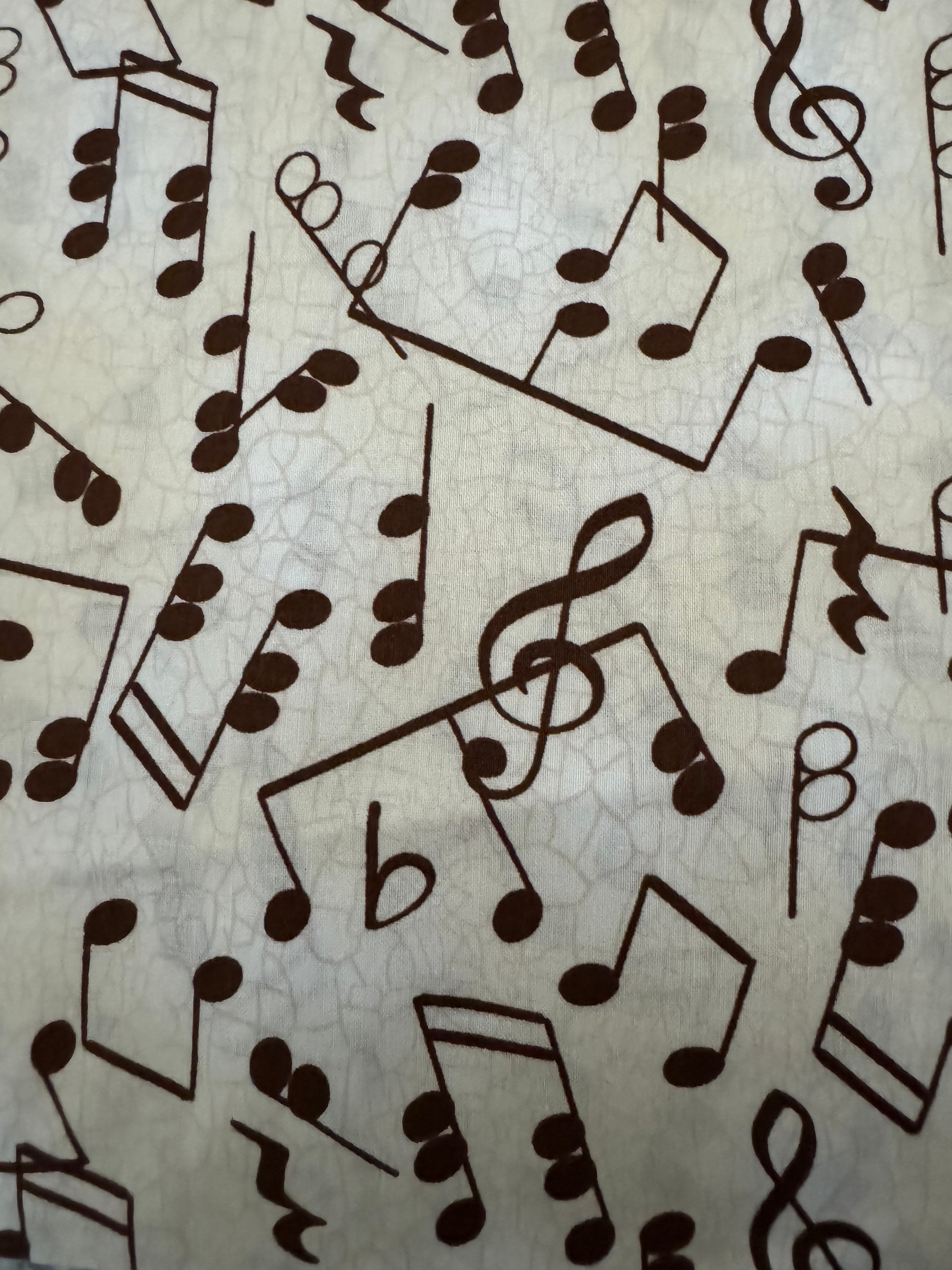 Musical Notes and Clefs Cotton Fabric Music Lover Brown on Beige Black ...