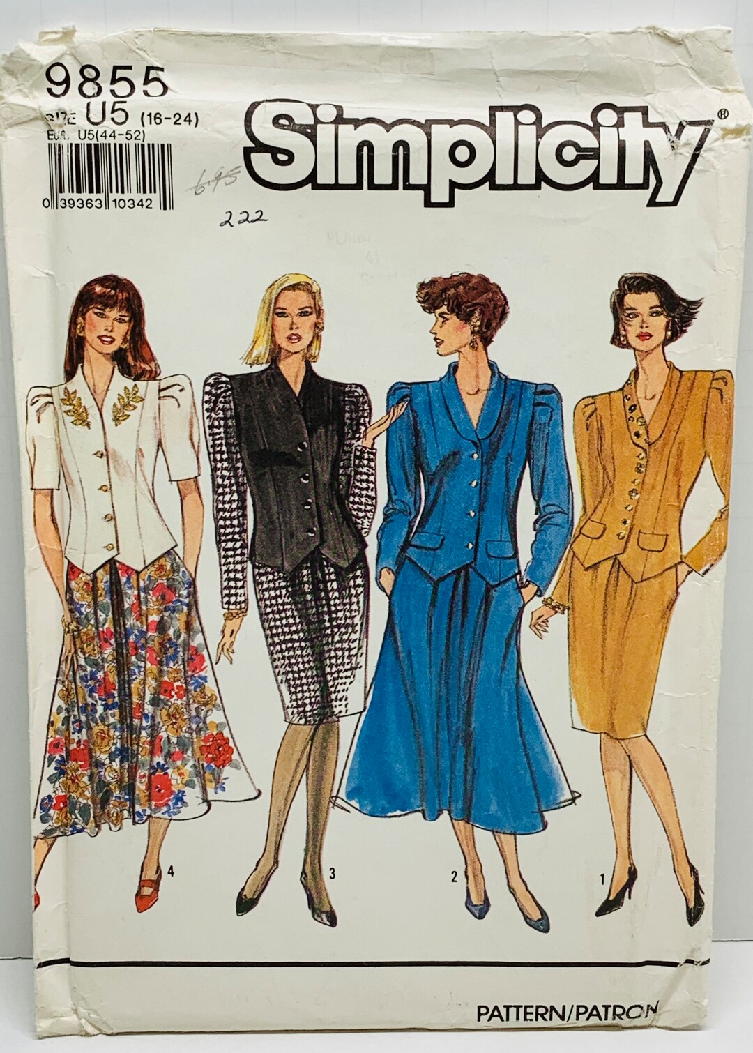 Misses Two Piece Dress Sewing Pattern Simplicity 9855 Includes Button ...