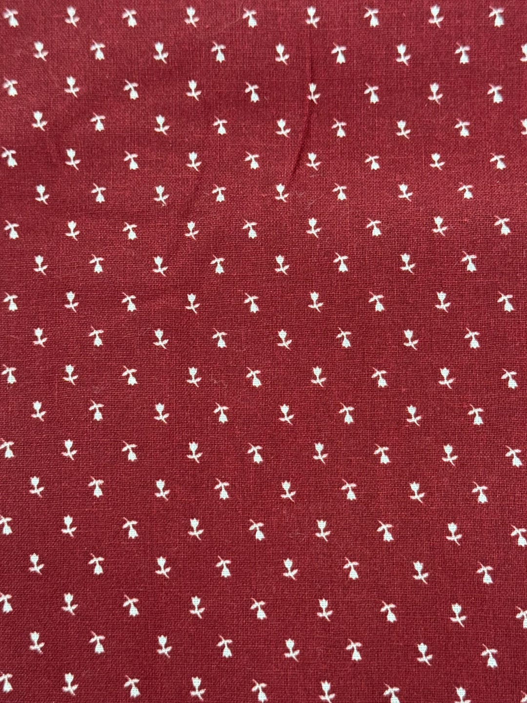 Brick Red Calico Fabric Floral Cotton Fabric Tiny Print Choose Length ...