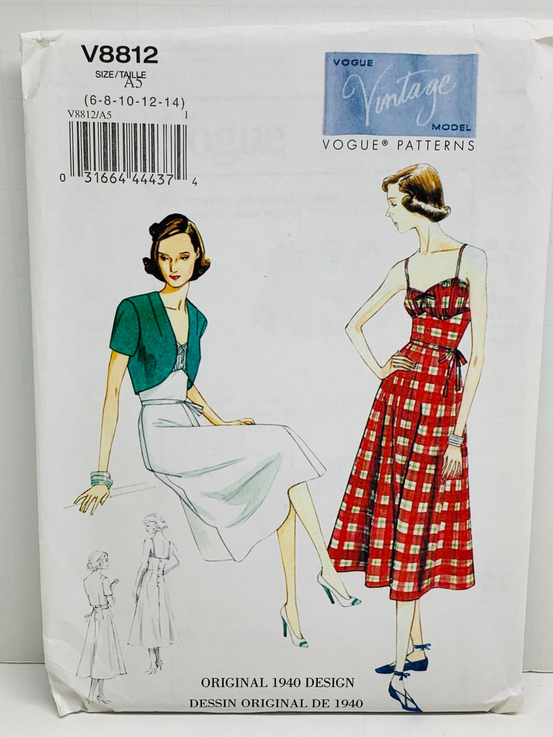 Vogue 8812 Misses Fit and Flare Dress With Spaghetti Straps Bolero ...