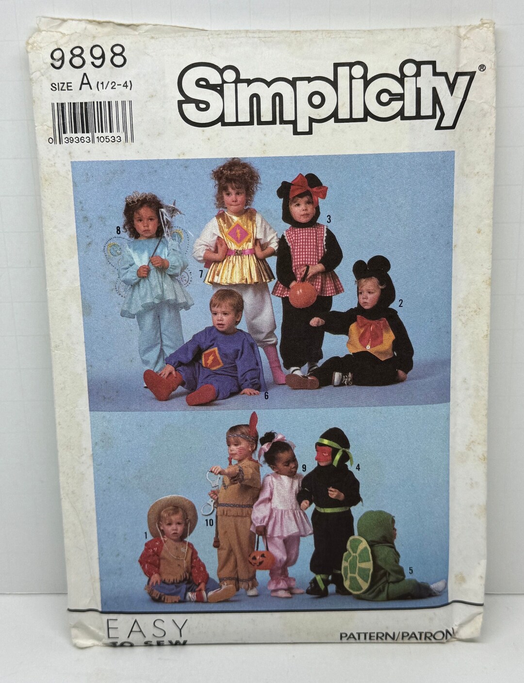 Simplicity 9898 Infant & Toddler Mickey Minnie Mouse Turtle Fairy ...