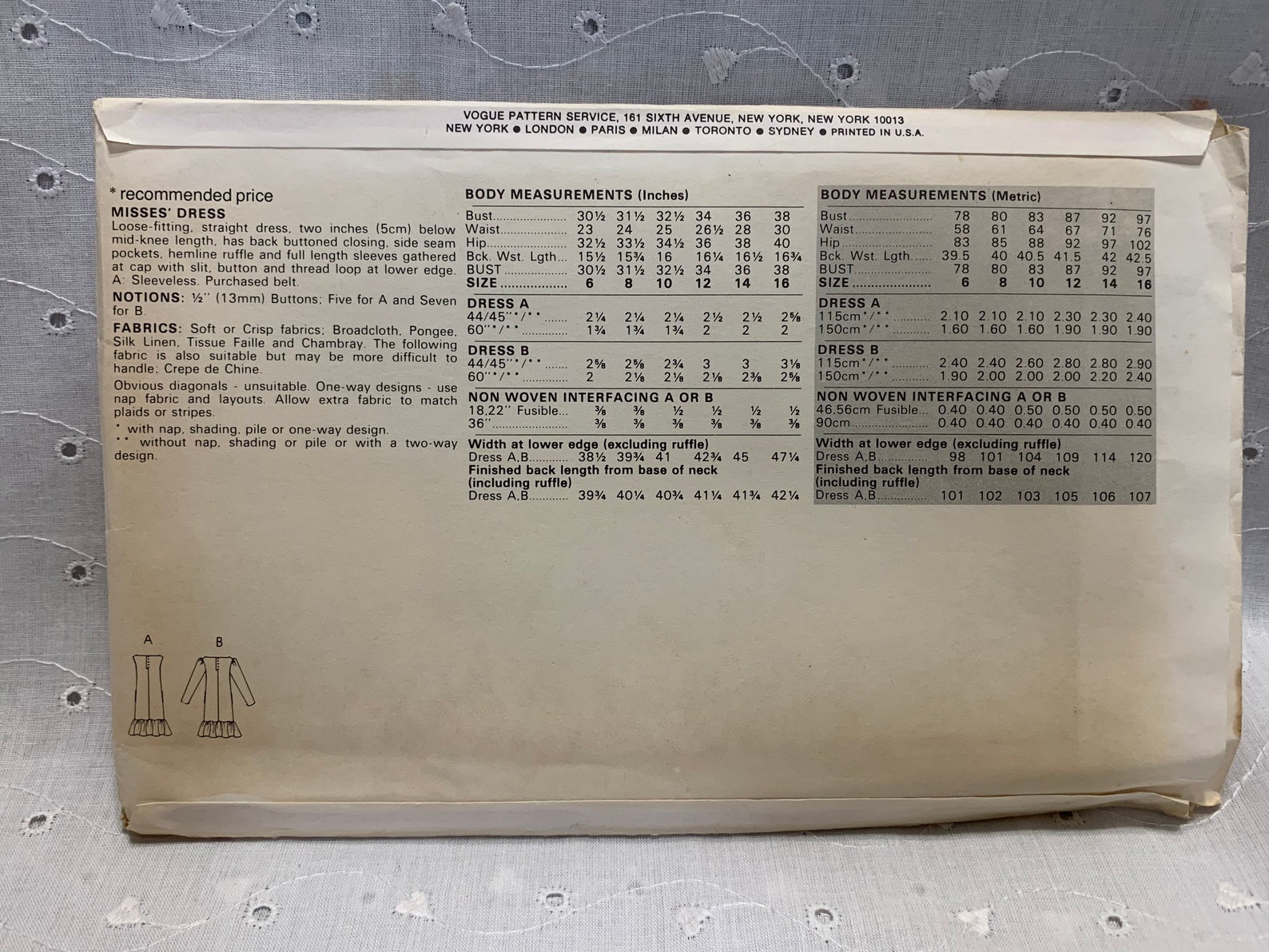 Vintage Vogue 8291 Women's Misses Sewing Pattern Dress 2 - Etsy