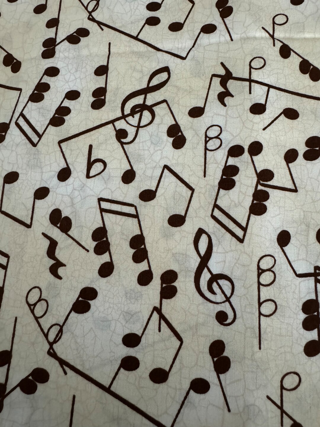 Musical Notes and Clefs Cotton Fabric Music Lover Brown on Beige Black ...