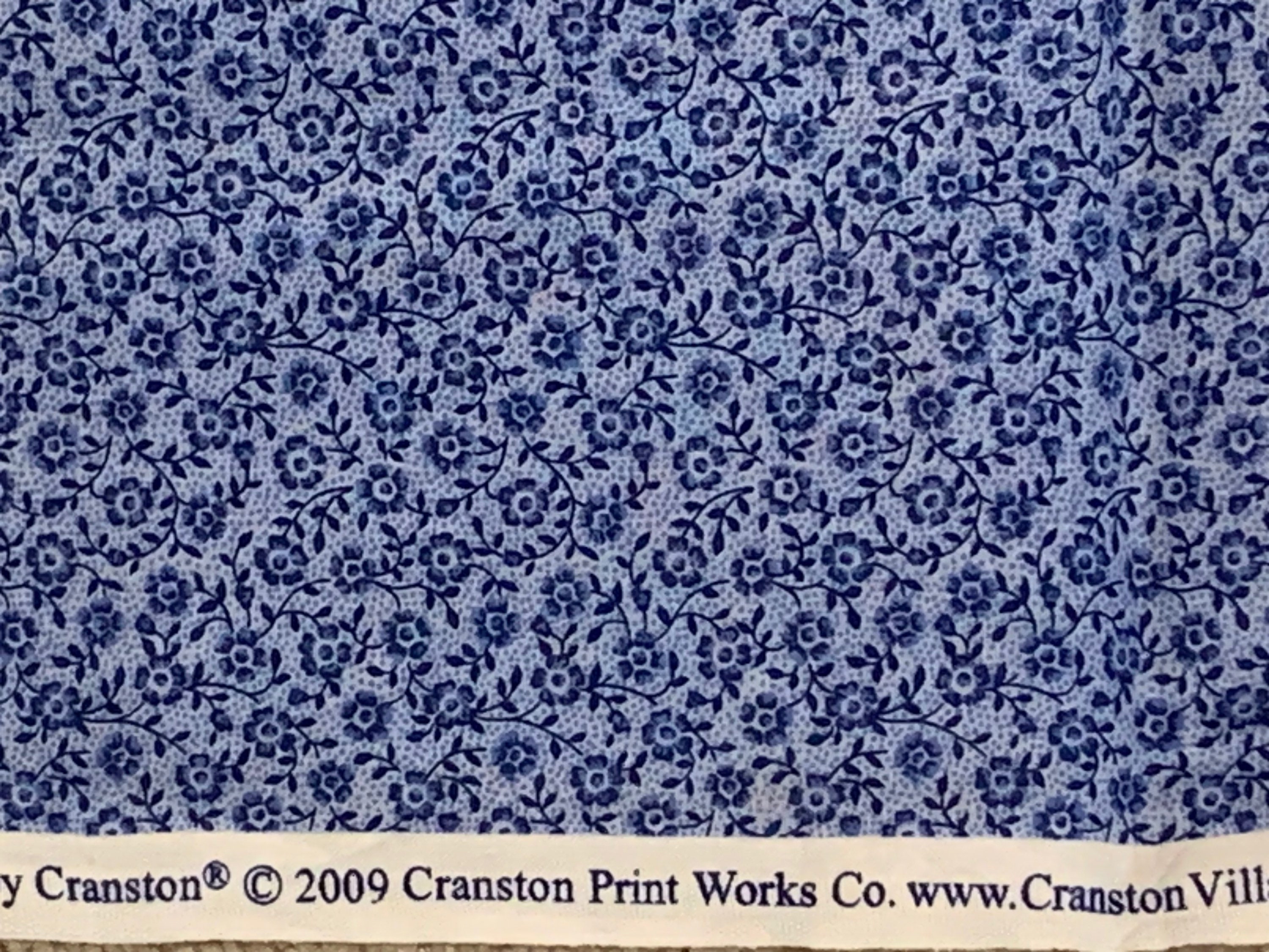 Navy Blue Flowers on White Cotton Fabric Floral VIP Cranston - Etsy