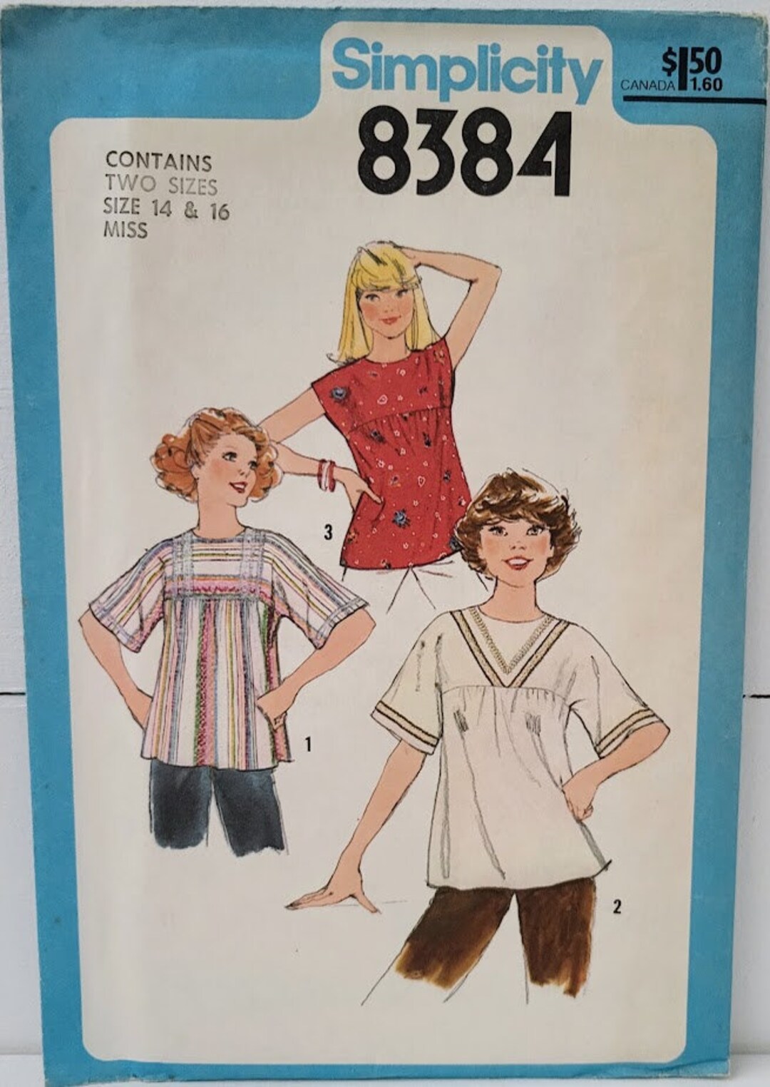 Simplicity 8384 Misses Peasant Top Tops Sewing Pattern Vintage 1970s ...