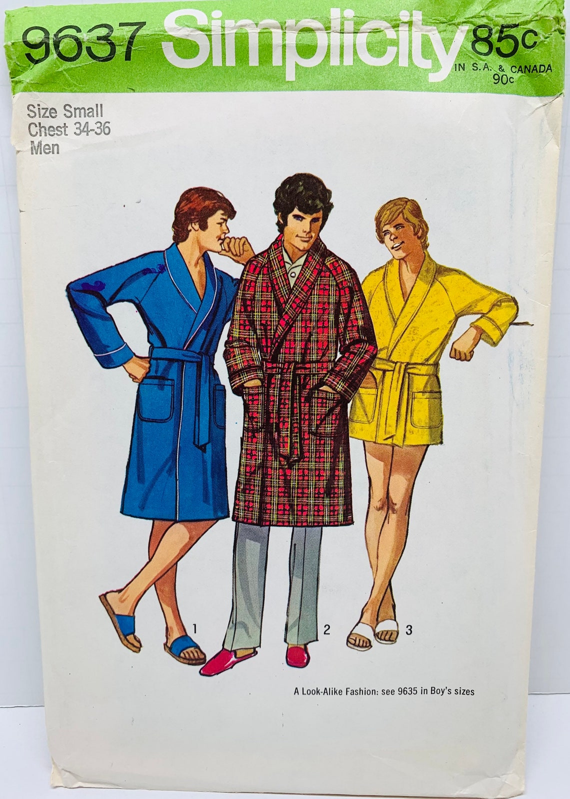VTG Simplicity 9637 Sewing Pattern Mens and Teens Wrap Robe - Etsy