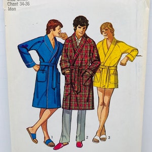 VTG Simplicity 9637 Sewing Pattern Mens and Teens Wrap Robe Beach Cover ...