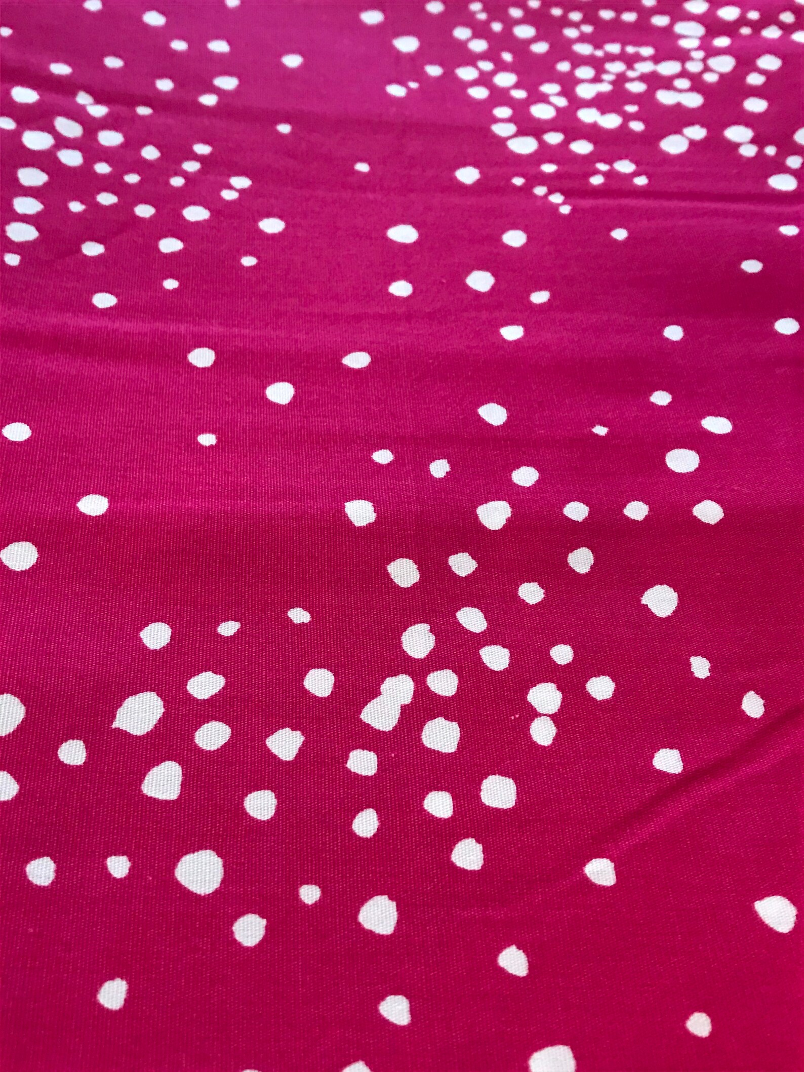 Scattered Dots Cotton Blend Fabric Poplin Hot Pink White Dots Sold by ...