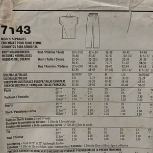 Vintage Simplicity 7143 Pants Shorts and Top Sewing Pattern Misses Size ...