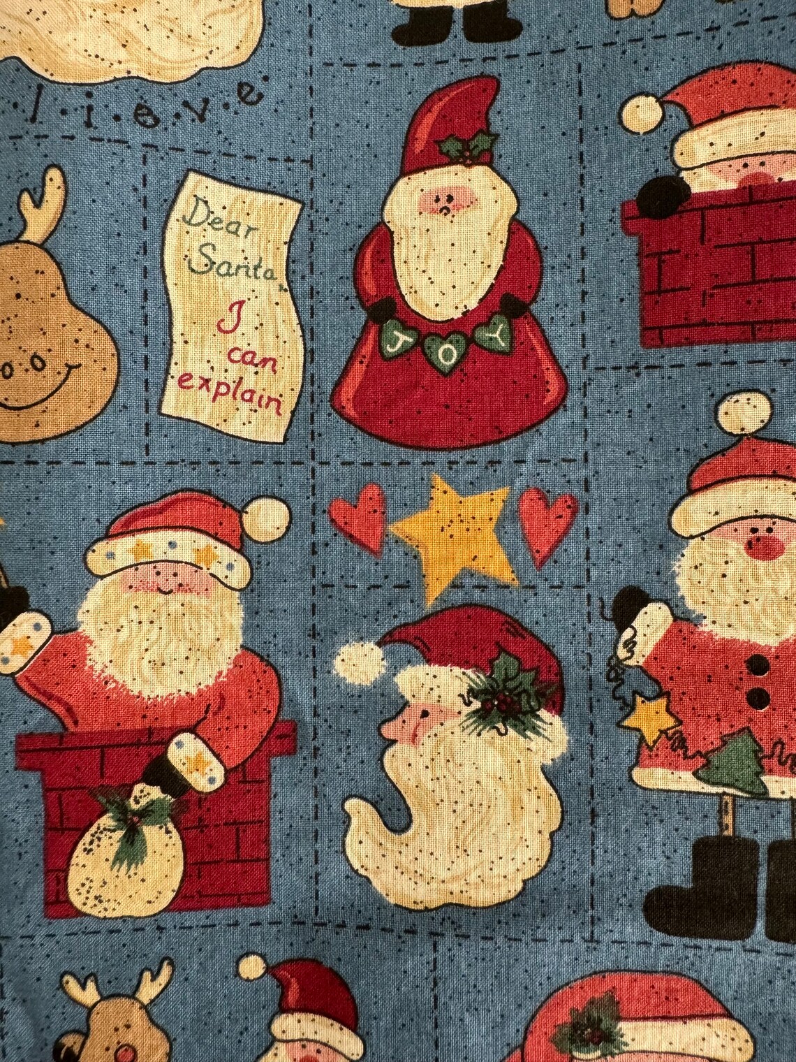 Letters to Santa Cotton Christmas Fabric Santa Squares Reindeer ...
