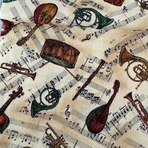 Music Lovers Cotton Fabric Musical Instruments Sheet Music Jazz Violin ...
