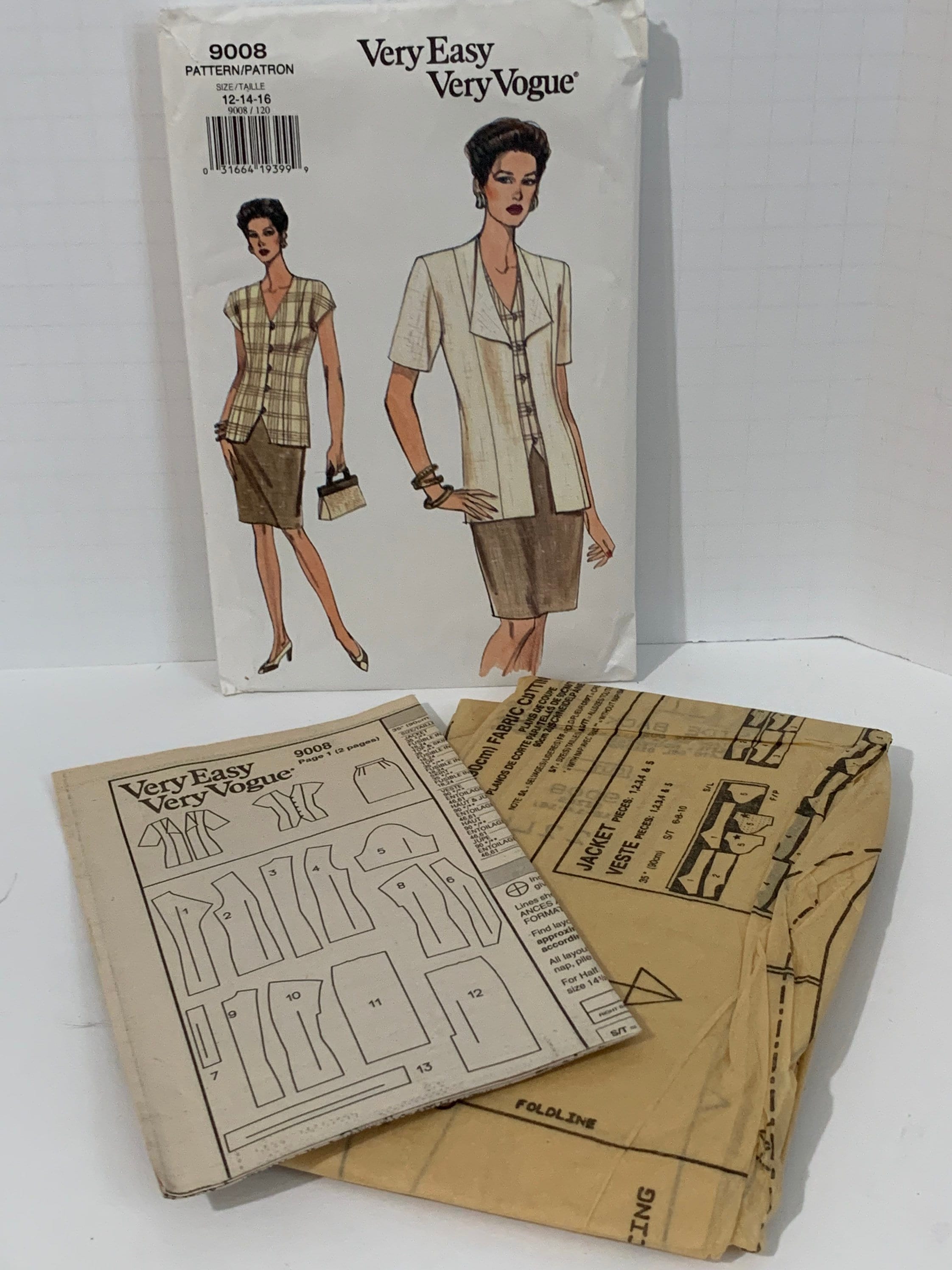 Vintage Vogue 9008 Top Skirt and Blazer Jacket Sewing Pattern | Etsy